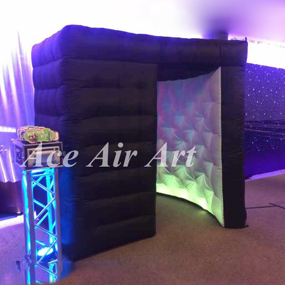 Portable-Black-Kiosk-Booth-Tent-With-Led-Inflatable-Photo-Booth ...