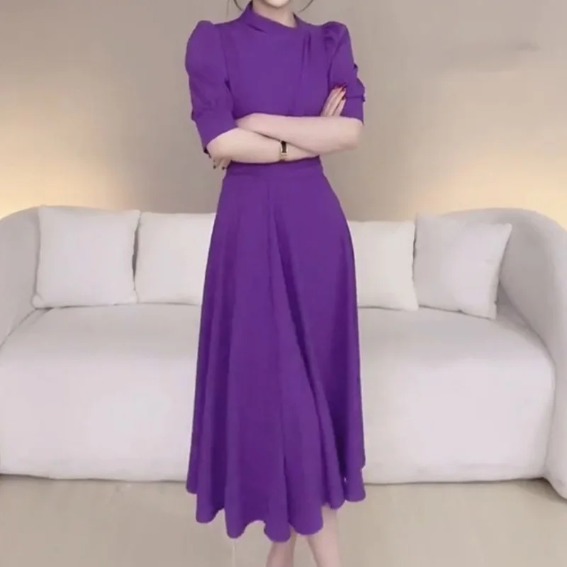 2024-New-Dignified-Party-Prom-Solid-Color-Dresses-Ladies-Temperament ...