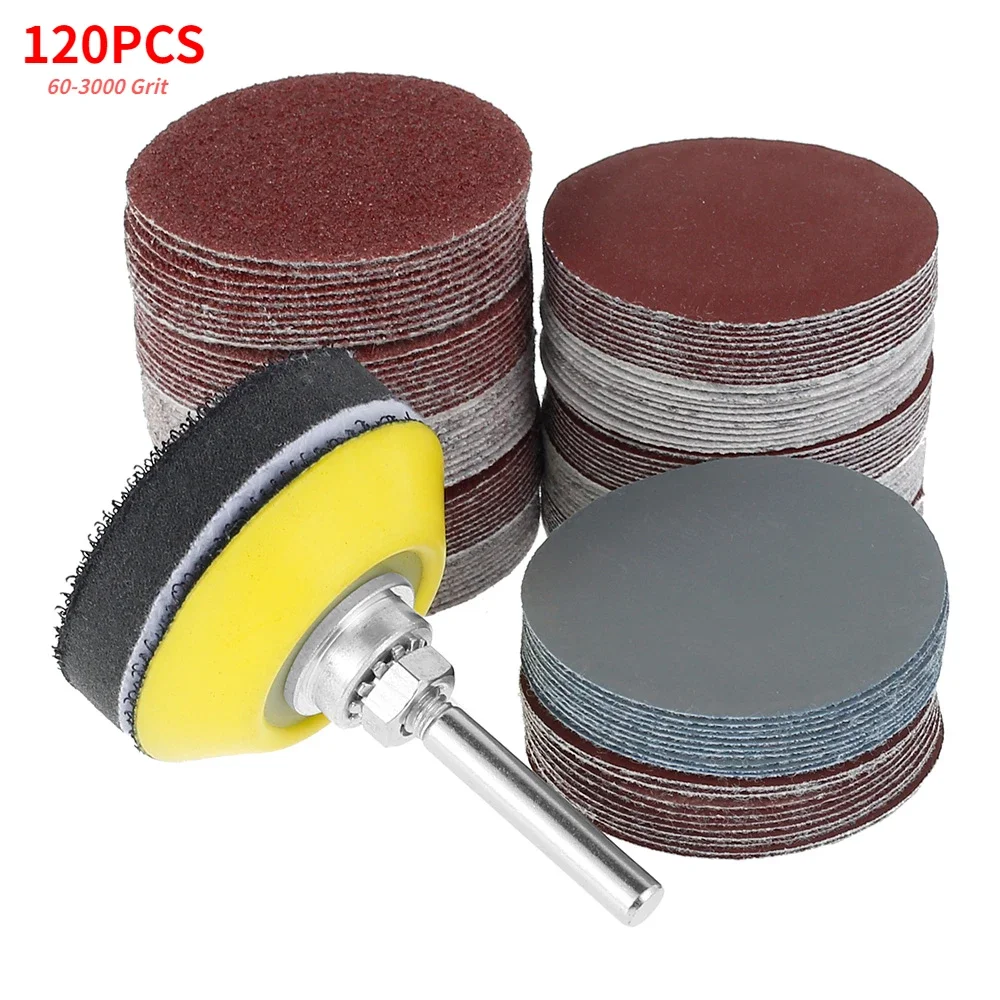 120-240pcs-Sandpaper-Sanding-Disc-Set-50mm-Loop-Sanding-Pad-with-3mm ...