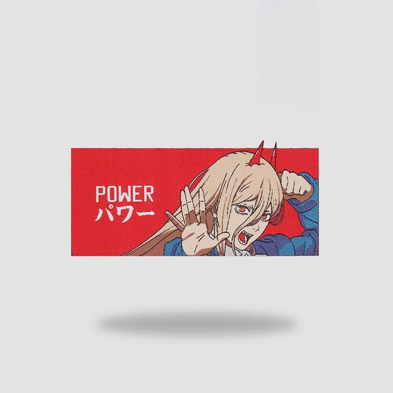 Parche-de-Anime-de-motosierra-para-hombre-etiqueta-tejida-POWER-Pava ...