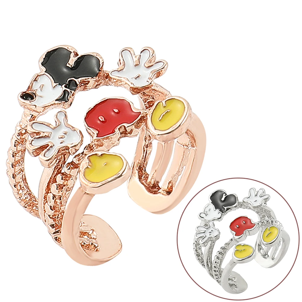 Cute Mickey Mouse Rings Simple Fashion Multi-Storey Mickey Adjustable ...