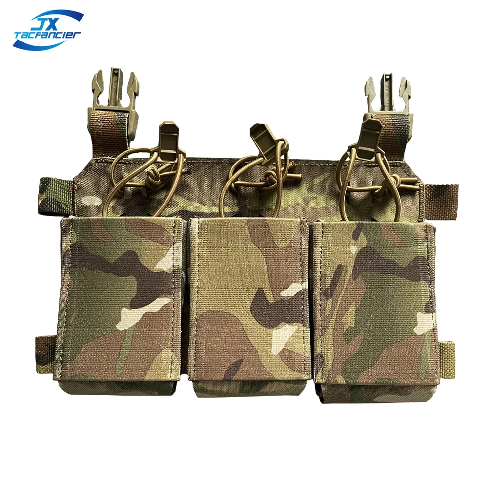 Tactical Triple Elastic Magazine Pouch QASM Side Release Buckle MAG ...