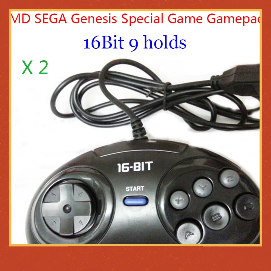 2pcs/1pc MD SEGA Gamepads 16bit Sega Genesis Game Controller 9 Holes ...