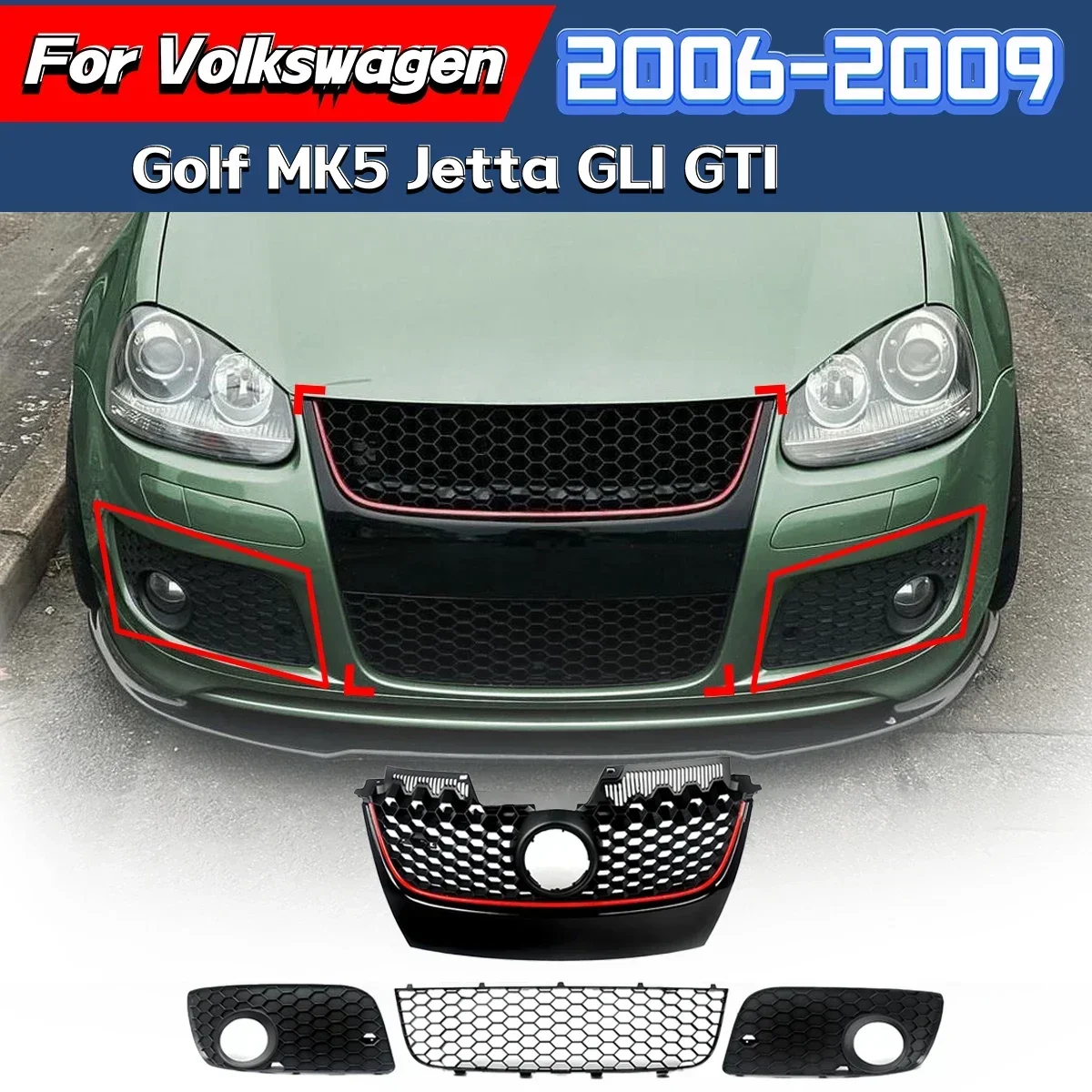 For Volkswagen Golf MK5 Jetta GLI GTI 2006 2007 2008 2009 Body Kit ...