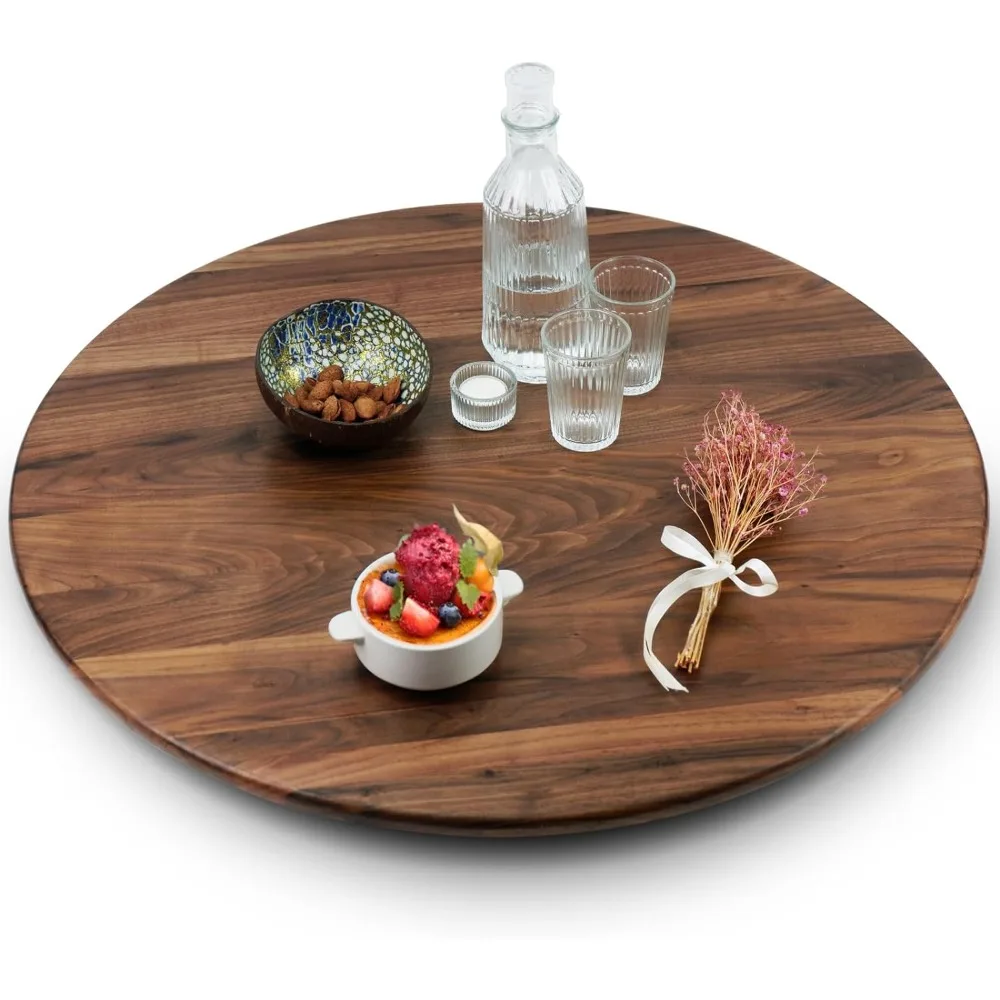 30-Inches-Black-Walnut-Wood-Lazy-Susan-Organizer-Solid-Wooden-Round ...