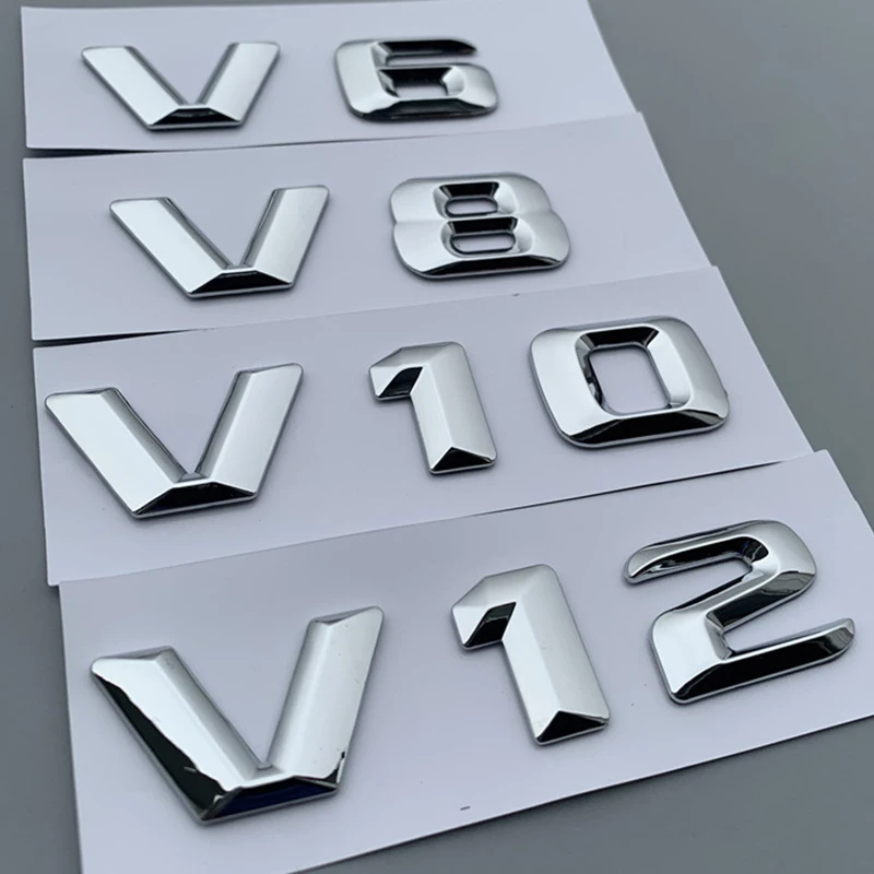 3d-ABS-Chrome-Letters-Car-Fender-Badge-V6-V8-V10-V12-Emblem-Logo-For ...