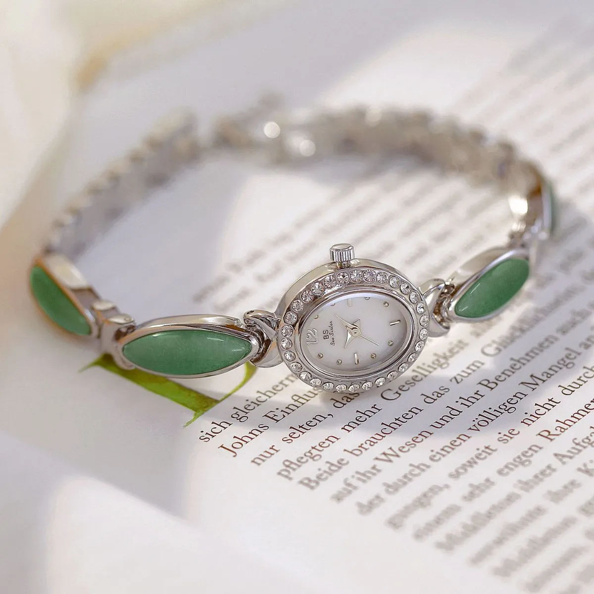 New Genuine Women Watch Natural Dongling Stone Hetian Jade Waterproof ...