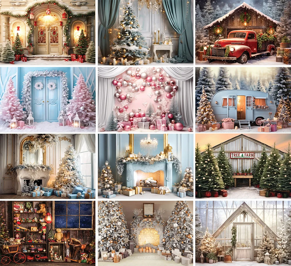 Mehofond Photography Background Winter Christmas Fireplace window Snow ...