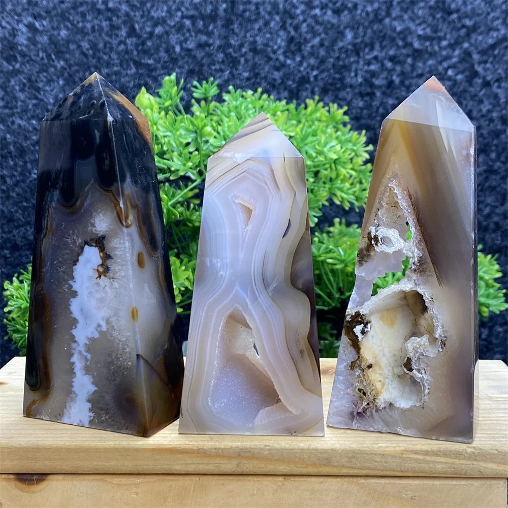 1PC-Natural-Agate-Geode-Crystal-Wand-Obelisk-Reiki-Healing-Gemstone ...