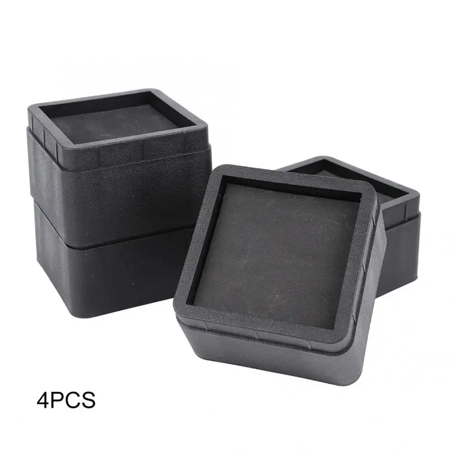 Risers Black Square Furniture Legs Floor Feet Bed Risers Protectors ...