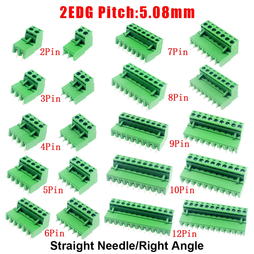 10/5 Pairs Pitch 5.08mm Terminal Block Connector 2EDG 5.08mm 2-12 Pin ...