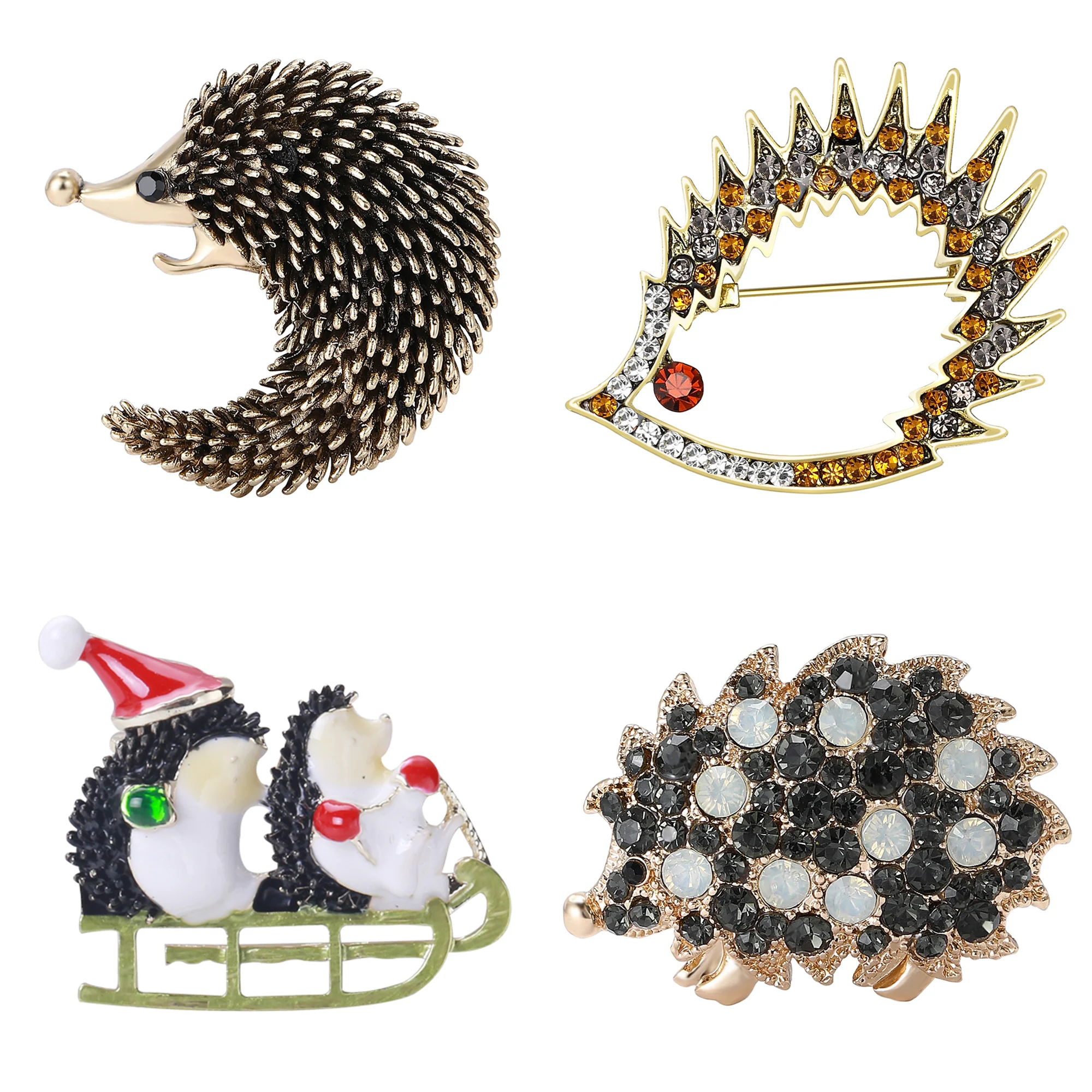 Fashion Enamel Hedgehog Brooches for Women Unisex Rhinestone Animal ...