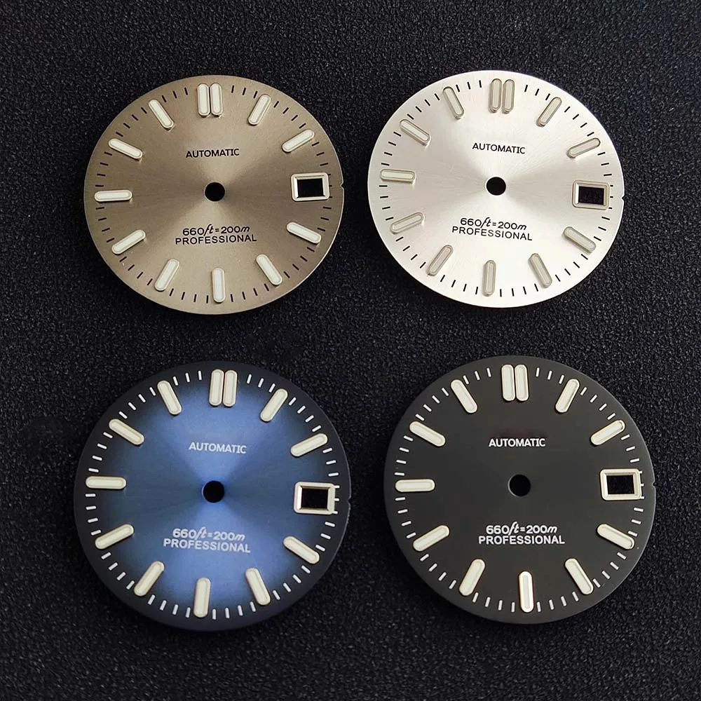 nh35 Dial 28.5mm dial round pin gradient green C3 luminous high quality ...