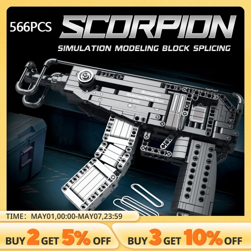 566PCS-Scorpion-Pistol-Building-Block-Military-Army-Weapon-MOC-Gun ...