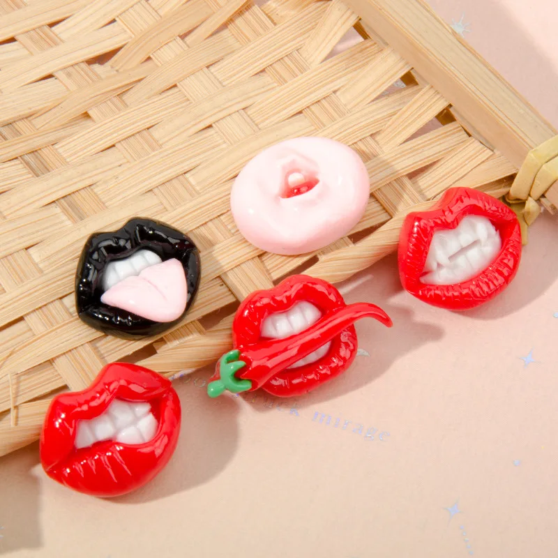 10-Pcs-New-Lovely-Mini-Cartoon-Red-Sexy-Charm-Lips-Resin-Cabochon ...