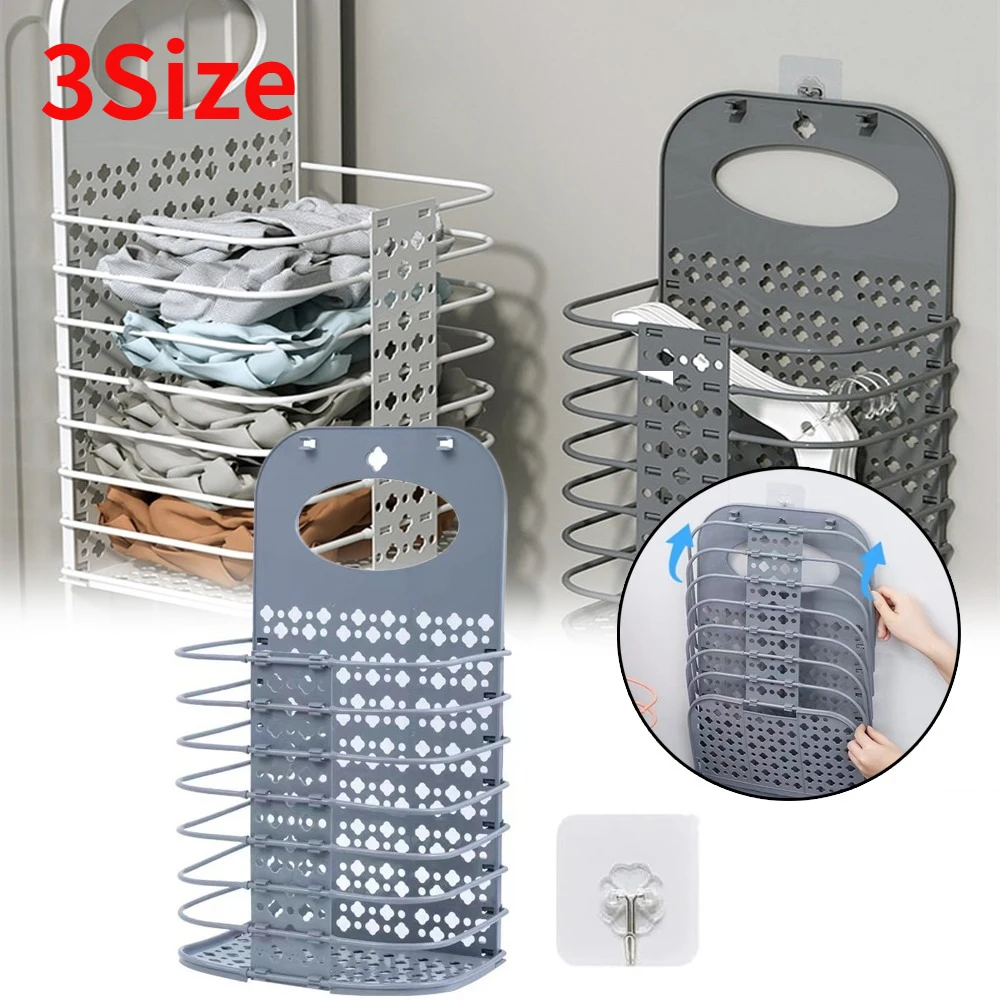 Folding-Laundry-Basket-Dirty-Clothes-Storage-Basket-Wall-mounted ...