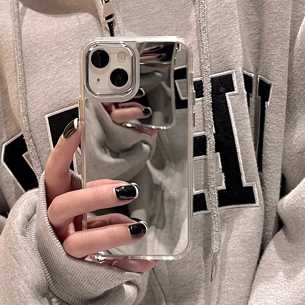 Silver Golden Mirror Shockproof Case for iPhone 15 16 14 13 12 Pro Max ...
