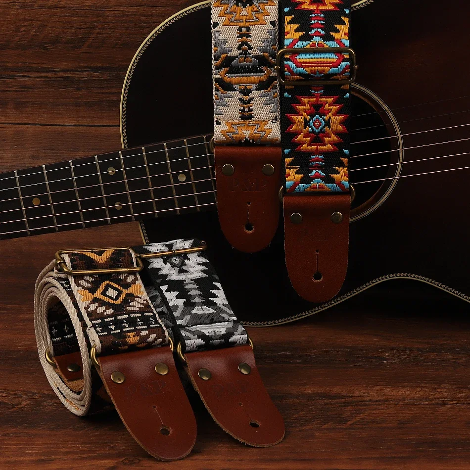 Bohemian-Style-Guitar-Strap-Soft-Leather-End-Adjustable-Acoustic ...