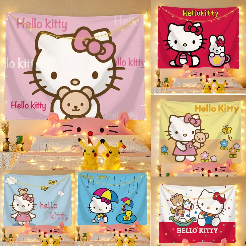 Cartoon-Kawaii-Hello-Kitty-Room-Background-Cloth-Poster-Wall-Cloth ...