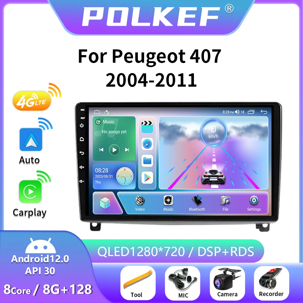 For-Peugeot-407-2004-2011-Android-12-Car-Radio-Multimedia-Video-Player ...
