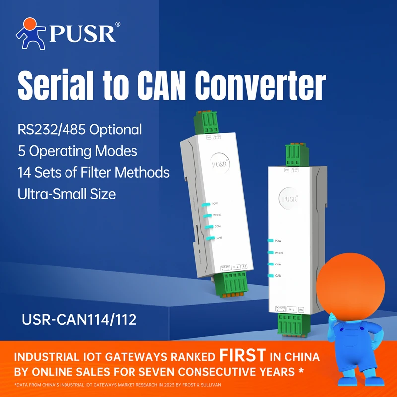 PUSR RS485 RS232 Ethernet to CAN Converter CANBus to Serial Data ...