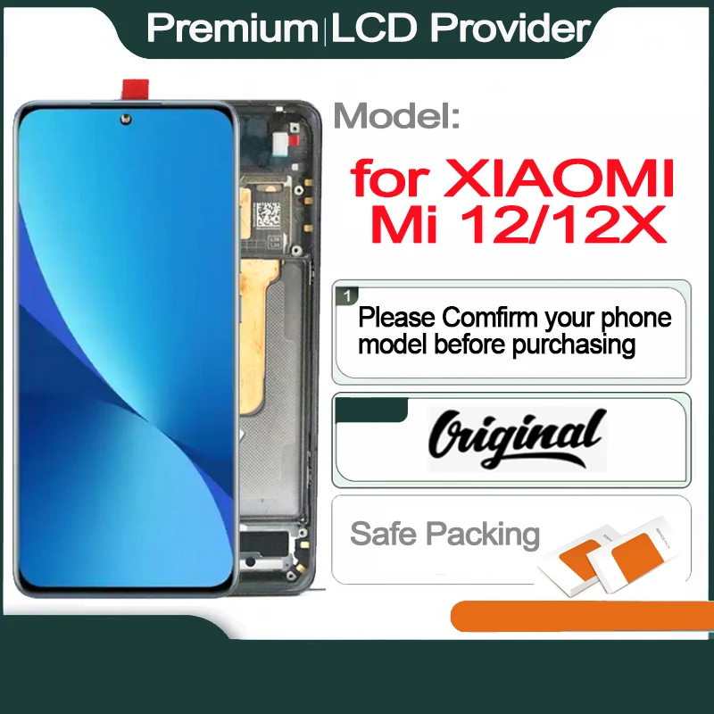 100% Original 6.28'' LCD Replacement for Xiaomi Mi 12 2201123G, 2201123C Touch Screen Display Mi ...
