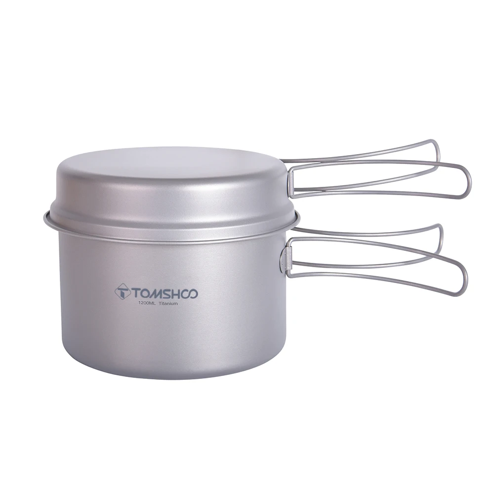 Tomshoo-1200-1000ml-Titanium-Pot-and-500ml-Titanium-Plate-Set-Pure ...