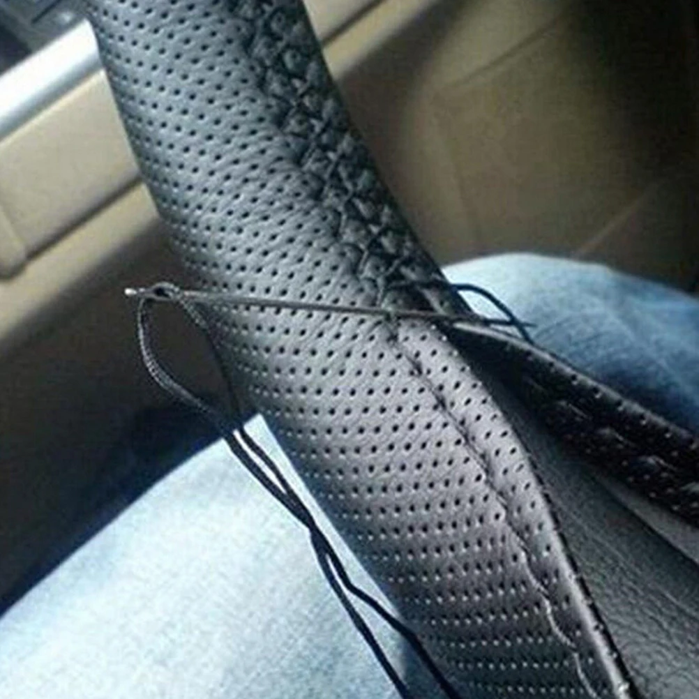 Car-Steering-Wheel-Braid-Cover-Needles-And-Thread-PU-Leather-Car-Covers ...