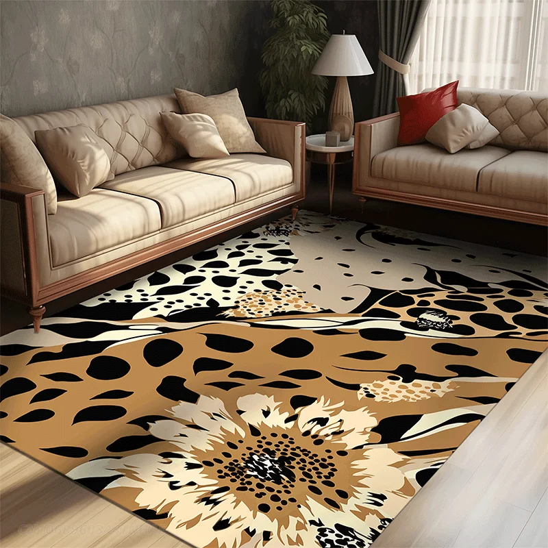 Tropical-Rainforest-Leopard-Print-Floor-Mat-Jute-Bottom-Rug-Bedroom ...
