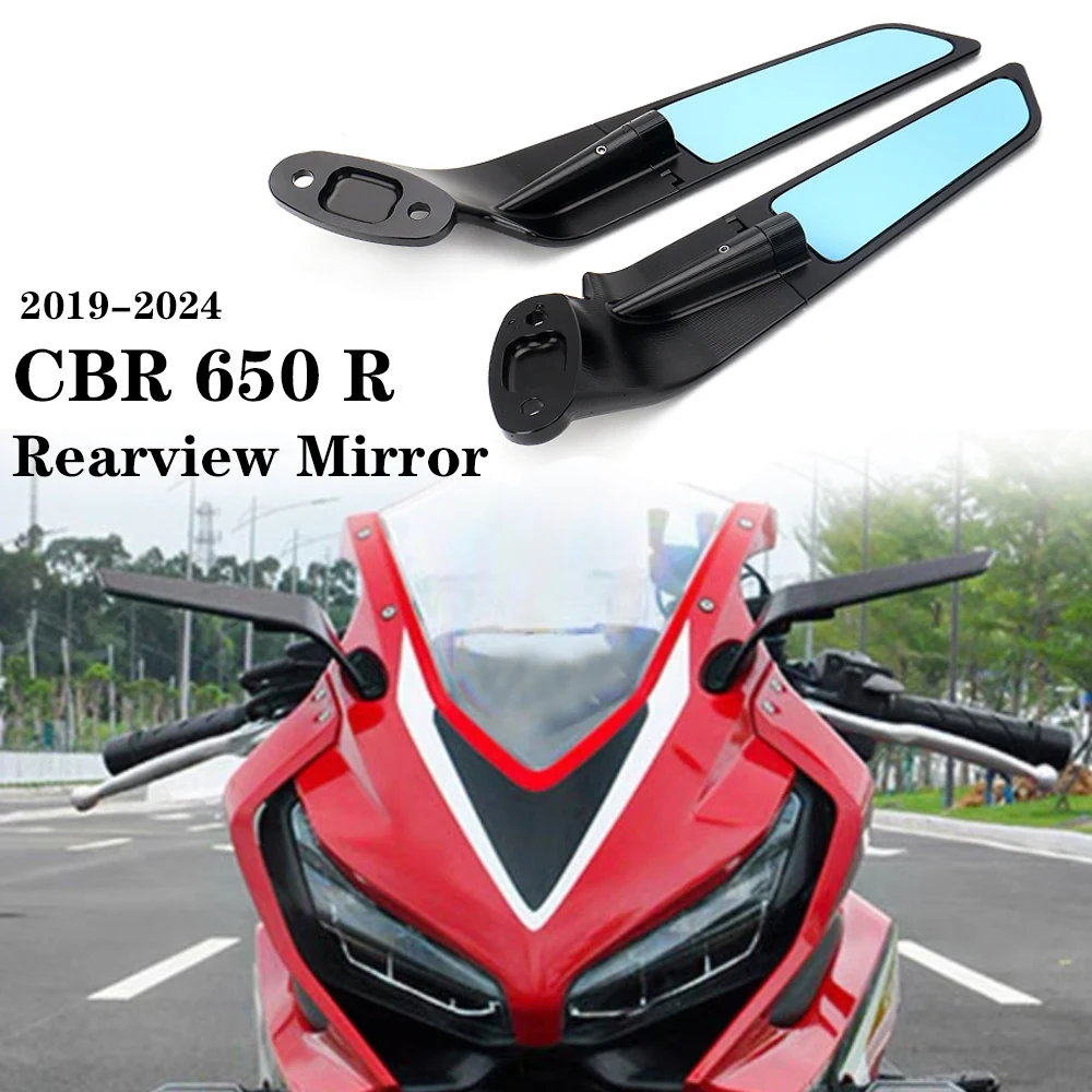 Motorcycle CNC Aluminum Rear View Mirrors Blue Anti-glare Mirror For ...