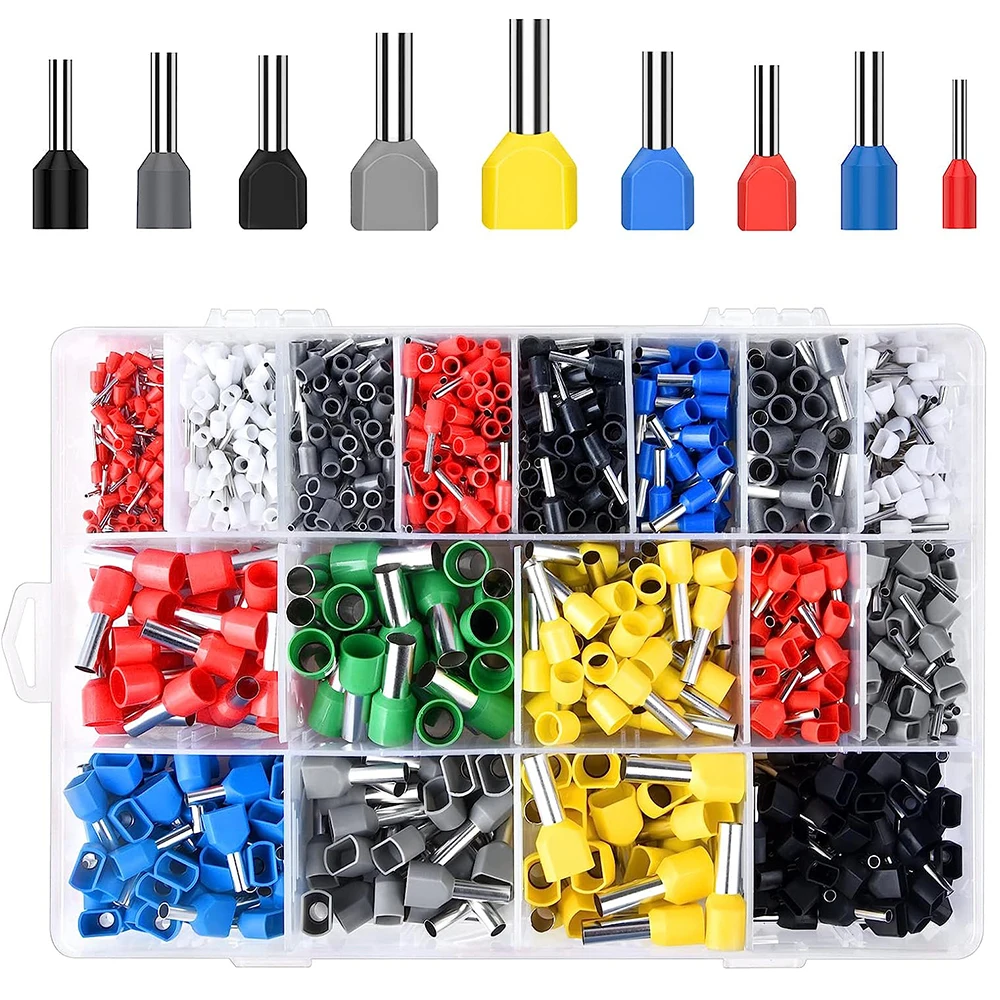 1200pcs insulated ferrule double ferrule connector wire end terminal ...