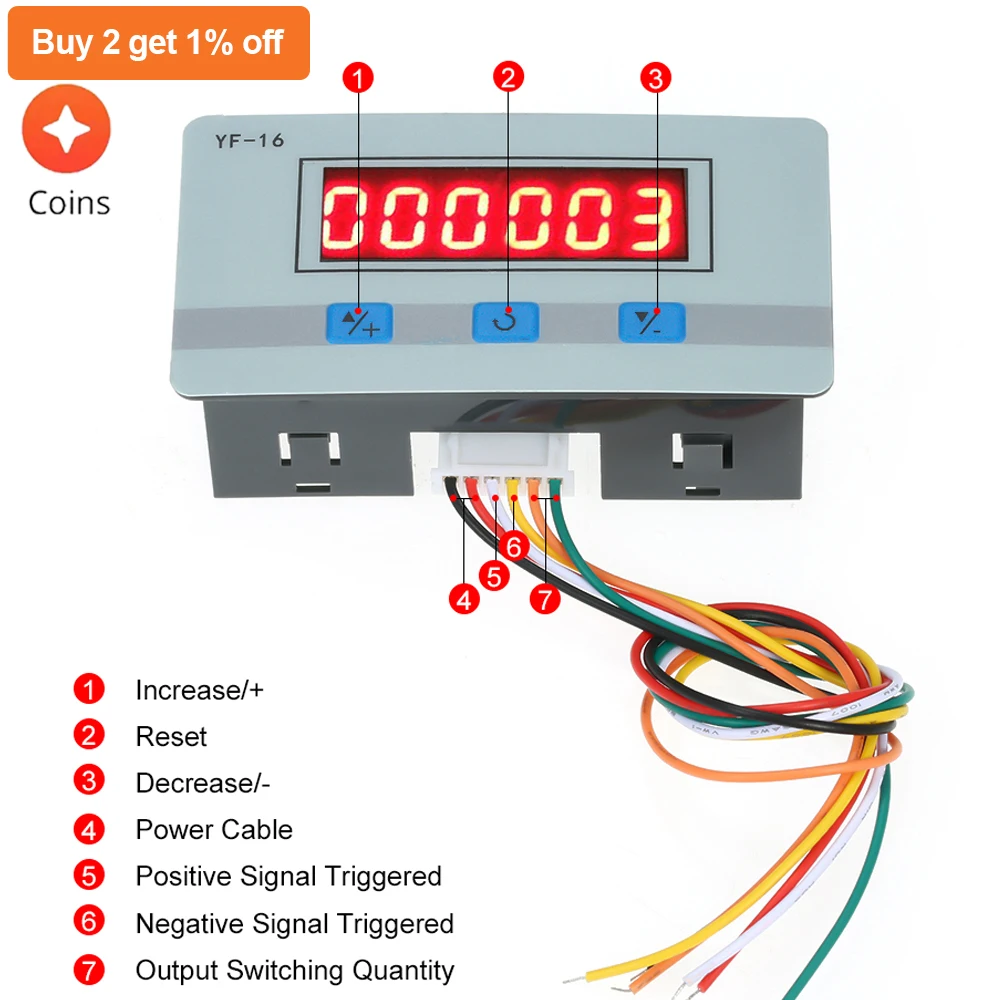 Mini LED Digital Counter Module DC/AC5V~24V Electronic Totalizer with ...