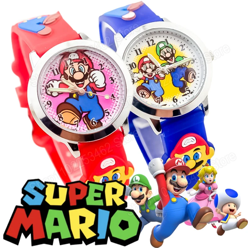 Super-Mario-Bros-reloj-de-dibujos-animados-Anime-figura-Mario-Luigi-ni ...