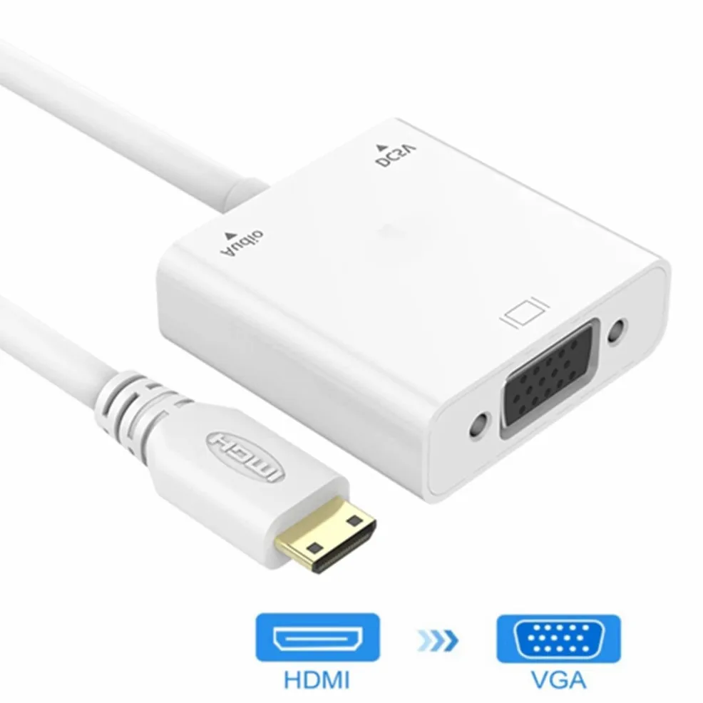 1080P-Mini-HDMI-To-VGA-Cable-Converter-With-USB-Power-Port-HDMI-Male-To ...