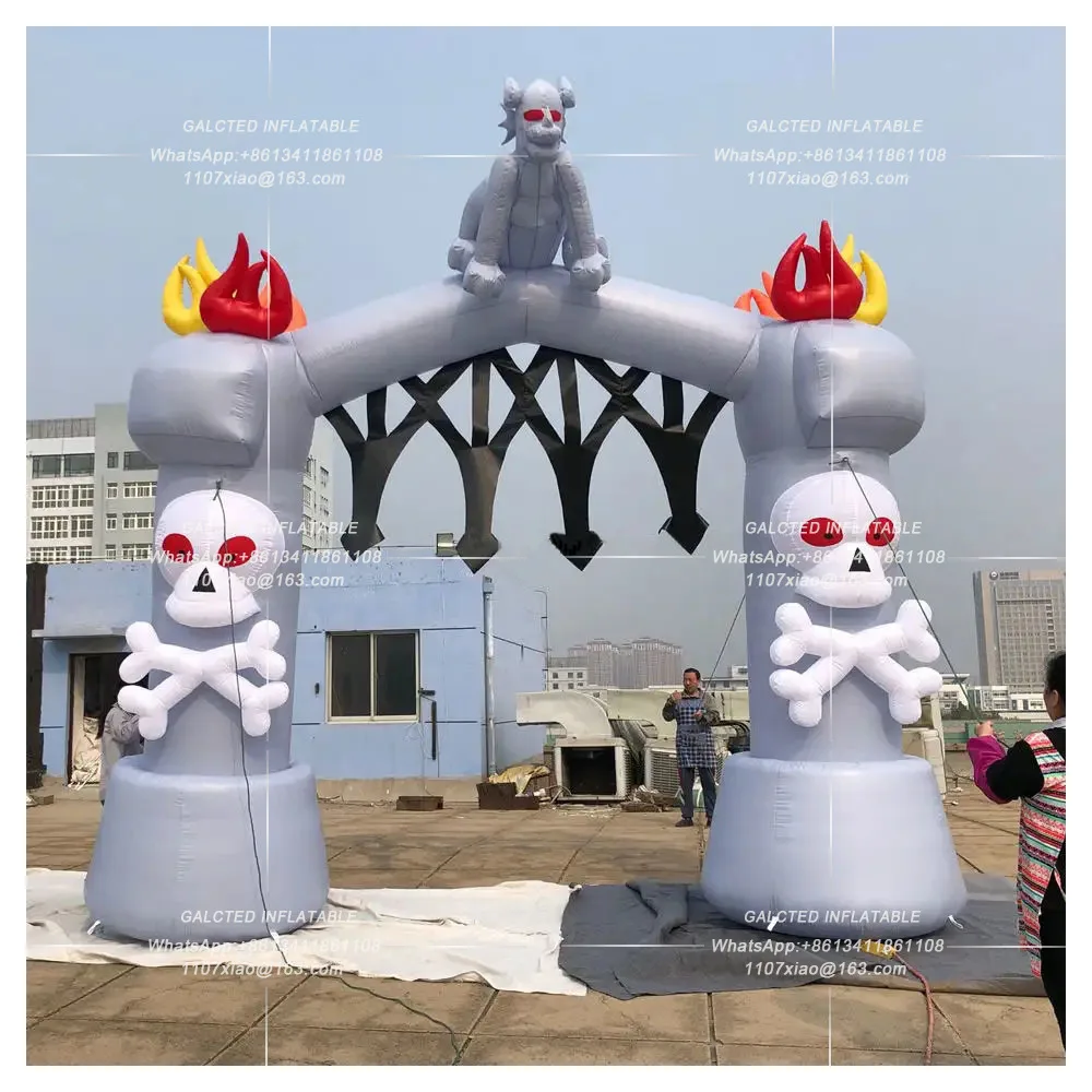 Halloween Ghost Arch Inflatable Monster Gate with Skull Air Blow House ...