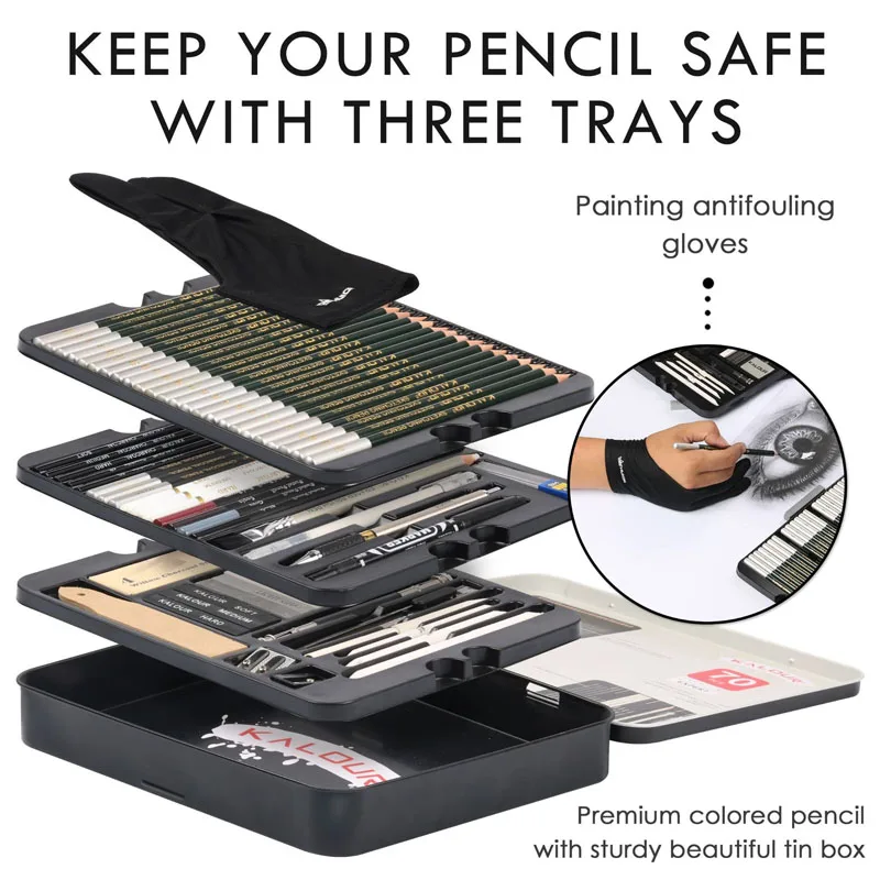 Juego-de-l-pices-para-dibujar-Kit-de-dibujo-profesional-Ideal-para-dibujar-mezclar-sombrear ...