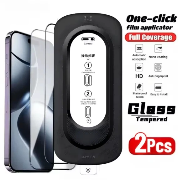 2Pcs HD Clear Tempered Glass for iPhone 17 Pro Max，16 15 14 Pro Max 16e ...