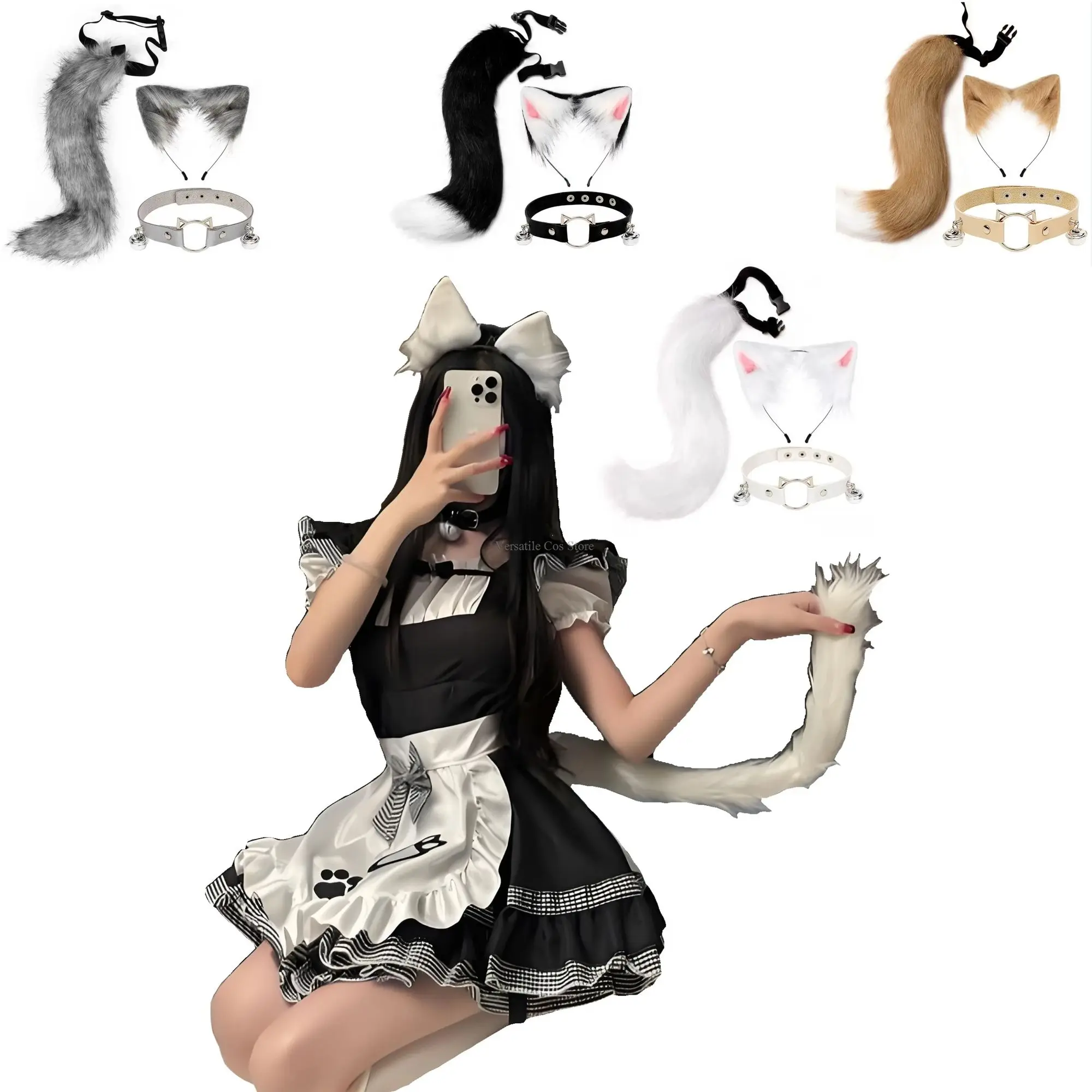 Cat-Maid-Lolita-Chemise-Cosplay-Cat-Ear-Tail-Set-Fox-Japanese-Handmade ...