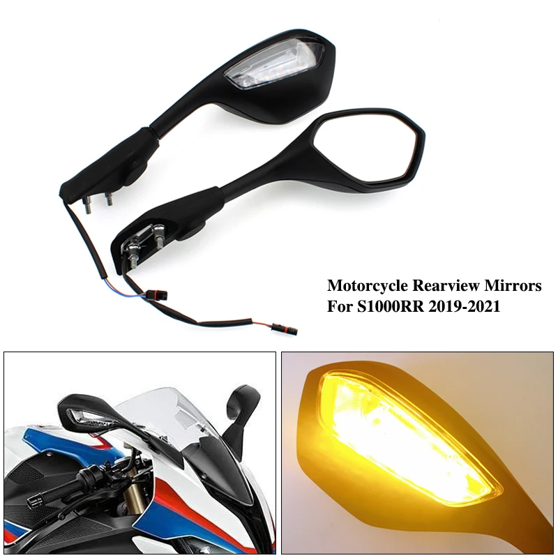 Black-Left-Right-Motorcycle-Rear-View-Mirrors-With-Turn-Signals-For-BMW ...