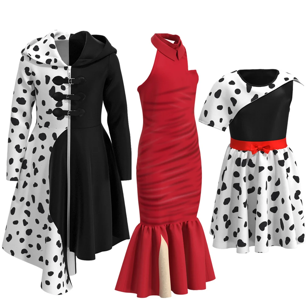 Cruella-Cosplay-De-Vil-Costume-Party-Witch-Black-White-Long-Princess ...