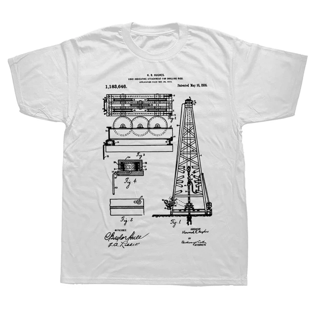 Novelty Oil Drilling Rig Patent Oilfield Driller T Shirts Streetwear ...