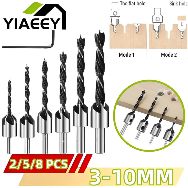3mm-10mm-HSS-Countersink-Drill-Bit-Set-Reamer-Woodworking-Chamfer-Drill ...