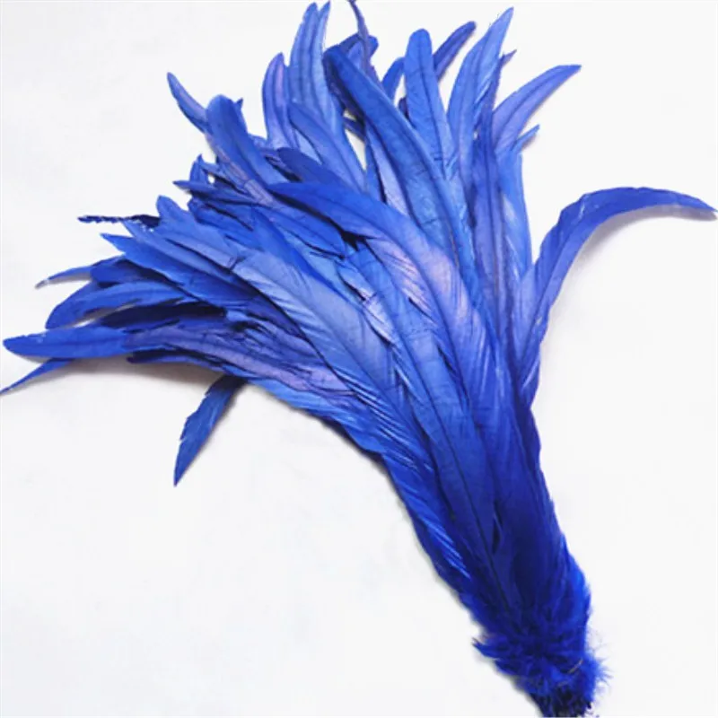 100Pc Royal Blue Dyed Rooster Chicken Tail Feathers Plumes 40 45CM DIY ...