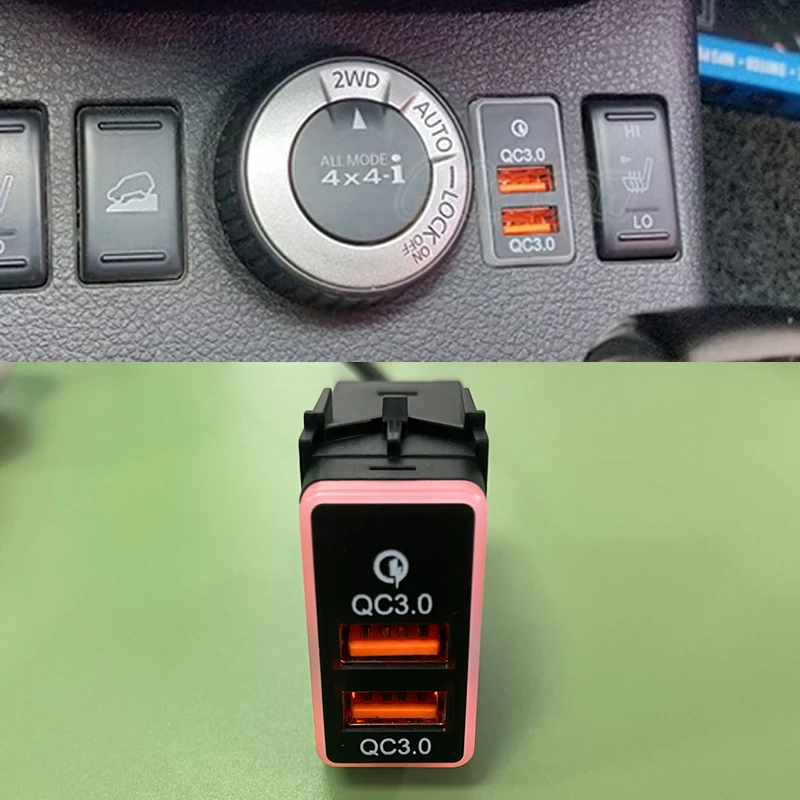 Orange Light Car Charger Dual QC3.0 USB Interface Socket Fuse Box ...