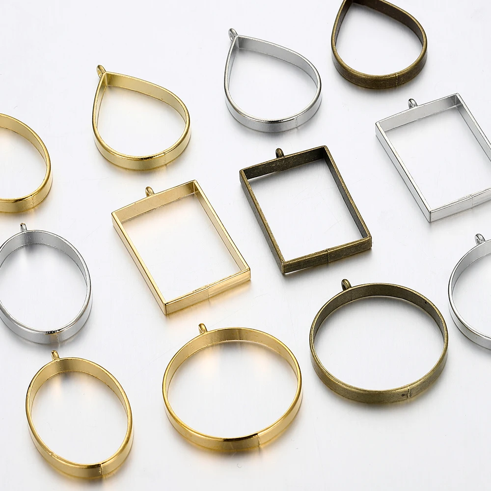 10pcs-Round-Square-Frame-Charms-Metal-Gold-Bronze-Plated-Circle-Bezel ...