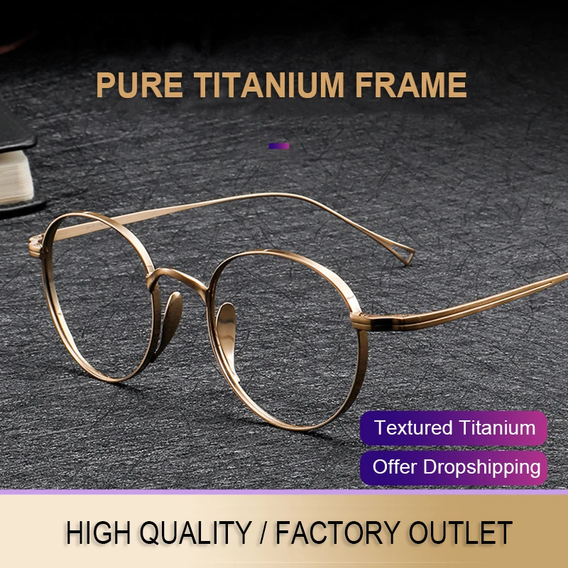 Fashion Pure Titanium Glasses Women Men Vintage Oval Myopia Optical ...