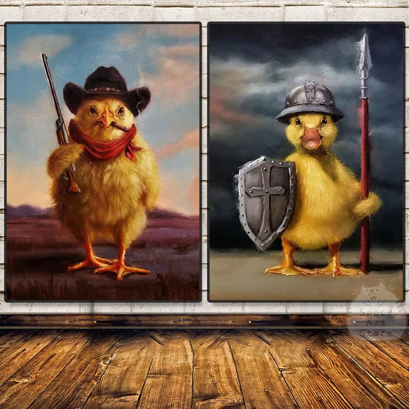 P-ster-de-pollo-vaquero-soldado-lienzo-impreso-en-HD-Animal-divertido ...