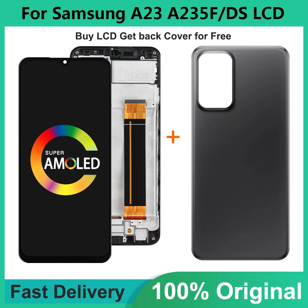 프레임이 있는 오리지널 A23 디스플레이, 삼성 갤럭시 A23 A235 A235F A235F/DS LCD 디스플레이, 터치 ...