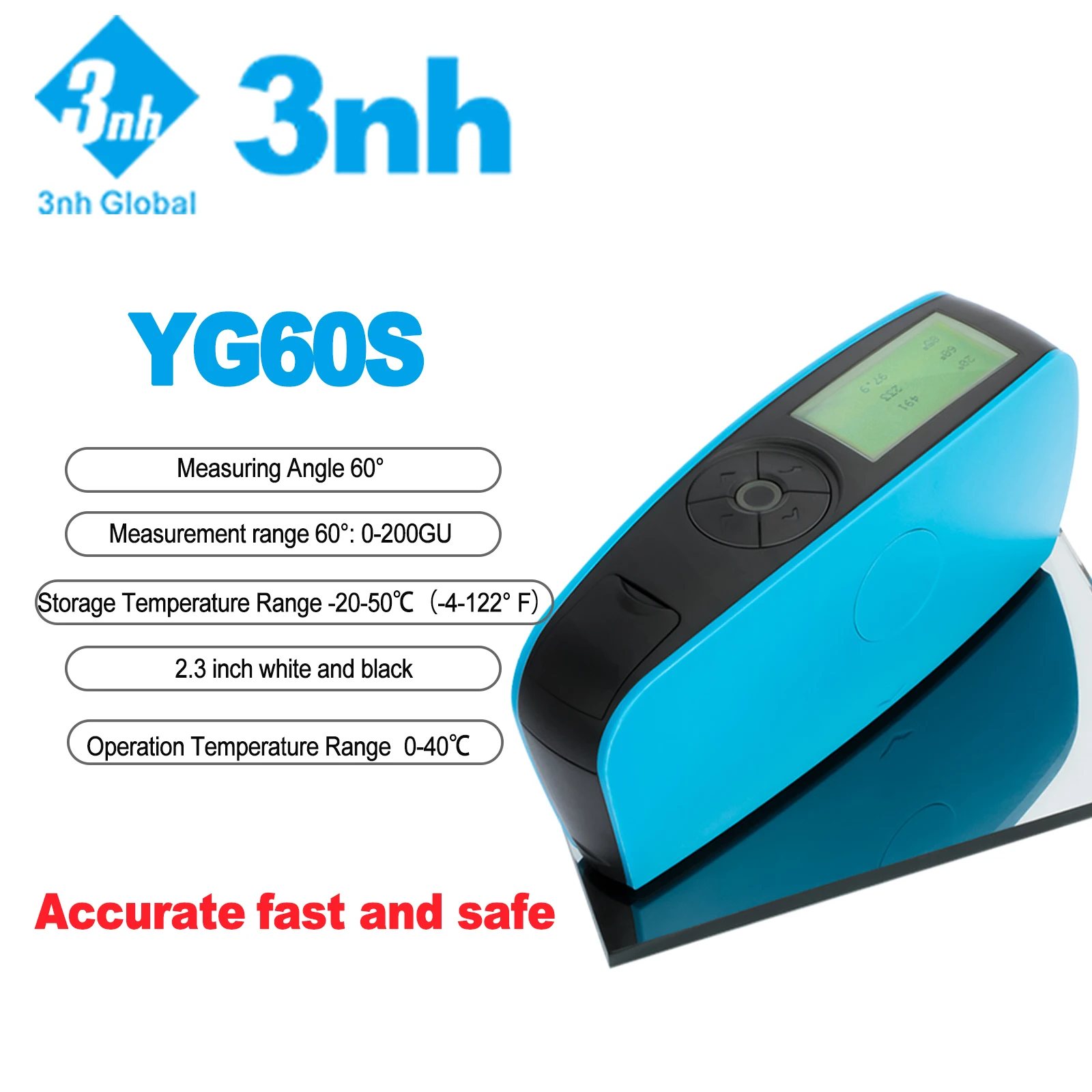 3NH-YG60S 60 도 경제적인 광택 측정기, 페인트 잉크 세라믹 대리석 테스터, 표면 청소 측정 광택 측정기