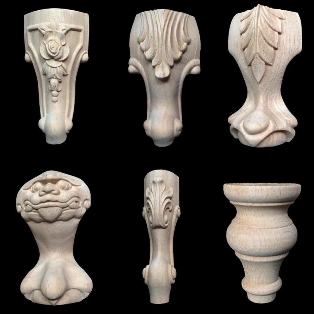 4pcs-Wooden-Furniture-Foot-Legs-Solid-Wood-Flower-Carved-TV-Cabinet ...